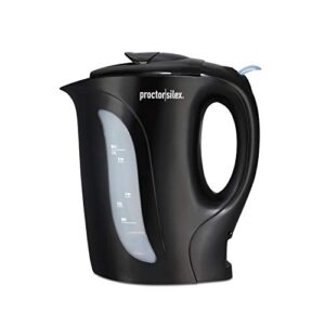 proctor silex k2071ps electric tea kettle, water boiler & heater auto-shutoff & boil-dry protection, 1000 watts, 1 liter, black