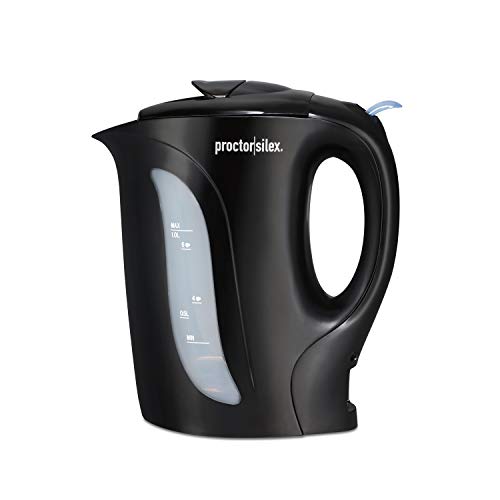 Proctor Silex K2071PS Electric Tea Kettle, Water Boiler & Heater Auto-Shutoff & Boil-Dry Protection, 1000 Watts, 1 Liter, Black