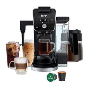 ninja cfp451co dualbrew system 14-cup coffee maker, single-serve pods & grounds, 4 brew styles, built-in fold away frother, 70-oz. water reservoir carafe, black (renewed) extra large