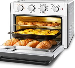 weesta large air fryer toaster oven, 24 qt, 7-in-1 convection oven with roast, bake, broil, 4 accessories and e-recipes, 450°f, 1500w, silver