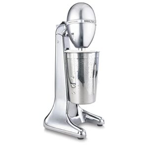 hamilton beach drinkmaster electric drink mixer, restaurant-quality retro milkshake maker & milk frother, 2 speeds, extra-large 28 oz. stainless steel cup, classic chrome