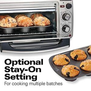 Hamilton Beach 2-in-1 Countertop Oven and Long Slot Toaster, Stainless Steel, 60 Minute Timer and Automatic Shut Off (31156)