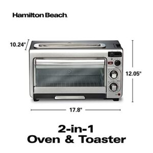 Hamilton Beach 2-in-1 Countertop Oven and Long Slot Toaster, Stainless Steel, 60 Minute Timer and Automatic Shut Off (31156)