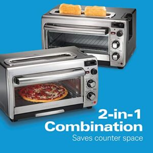 Hamilton Beach 2-in-1 Countertop Oven and Long Slot Toaster, Stainless Steel, 60 Minute Timer and Automatic Shut Off (31156)