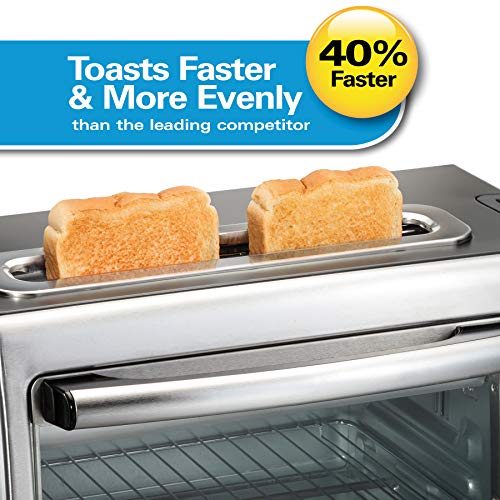 Hamilton Beach 2-in-1 Countertop Oven and Long Slot Toaster, Stainless Steel, 60 Minute Timer and Automatic Shut Off (31156)