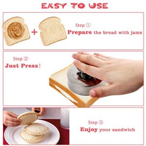 Sandwich Sealer, Sandwich Cutter and Sealer, Food-Grade 304 Stainless Steel Sandwich Sealer, Uncrustables Peanut Butter and Jelly Sandwiches Tool/PBJ Cutter, Uncrustable Sandwich Maker