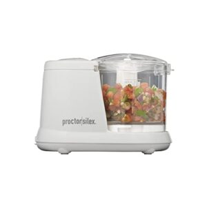 proctor silex durable electric vegetable chopper & mini food processor for chopping, puree & emulsify, 1.5 cup, white