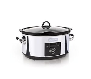 crockpot 7 quart slow cooker with programmable controls and digital timer, polished platinum