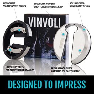 VINVOLI Wine Foil Cutter - Luxury Stainless Steel Wine Foil Cutter Tool - Foil Cutter for Wine Bottles - Wine Cutter Foil Opener Neck Label Remover - Wine Top Seal Cutter - Wine Bottle Foil Cutter