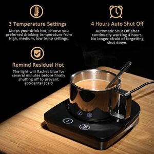 VOBAGA Coffee Mug Warmer&Cup Warmer for Office Desk Use, Electric Beverage Warmer with Three Temperature Settings, Coffee Warmer Plate for Cocoa Tea Water Milk with Auto Shut Off After 4 Hours