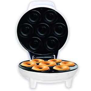 Courant Mini Donut Maker Machine for Holiday, Kid-Friendly, Breakfast or Snack, Desserts & More with Non-stick Surface, Makes 7 Doughnuts, White