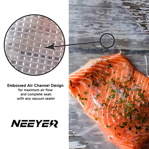 Neeyer Vacuum Sealer Bags,Seal a Meal Sealer Bags,Ideal for Food Saver,BPA Free Safe Universal Pre-Cut bag, 100 Pint 8" x 12" for vac storage, Meal Prep or Sous Vide