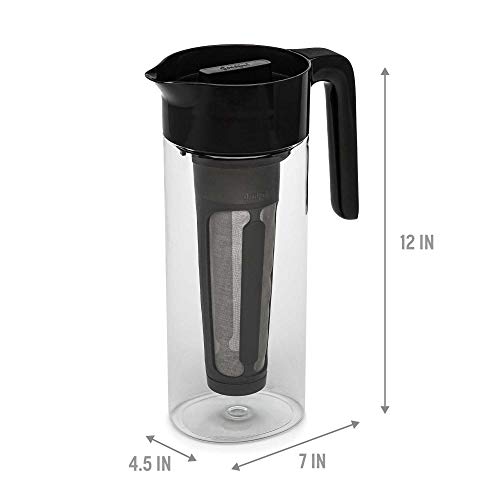 Goodful Cold Brew Iced Coffee Maker, Durable, Shatterproof Tritan Pitcher, Leak-Proof Lid, Large Capacity with Deluxe Stainless Steel Filter, 2.25-Quart, Black