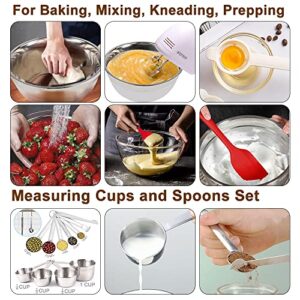 Electric Hand Mixer Mixing Bowls Set, Upgrade 5-Speeds Handheld Mixers with 5 Nesting Stainless Steel Mixing Bowl, Measuring Cups and Spoons Whisk Blender Kitchen Cooking Baking Supplies For Beginner