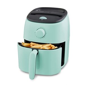 dash tasti-crisp™ electric air fryer oven cooker with temperature control, non-stick fry basket, recipe guide + auto shut off feature, 1000-watt, 2.6qt, aqua