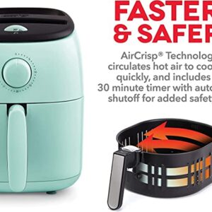 DASH Tasti-Crisp™ Electric Air Fryer Oven Cooker with Temperature Control, Non-Stick Fry Basket, Recipe Guide + Auto Shut Off Feature, 1000-Watt, 2.6Qt, Aqua