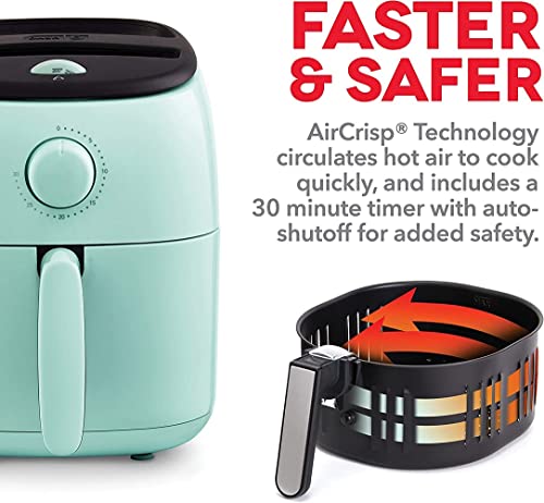 DASH Tasti-Crisp™ Electric Air Fryer Oven Cooker with Temperature Control, Non-Stick Fry Basket, Recipe Guide + Auto Shut Off Feature, 1000-Watt, 2.6Qt, Aqua