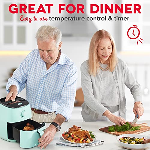 DASH Tasti-Crisp™ Electric Air Fryer Oven Cooker with Temperature Control, Non-Stick Fry Basket, Recipe Guide + Auto Shut Off Feature, 1000-Watt, 2.6Qt, Aqua