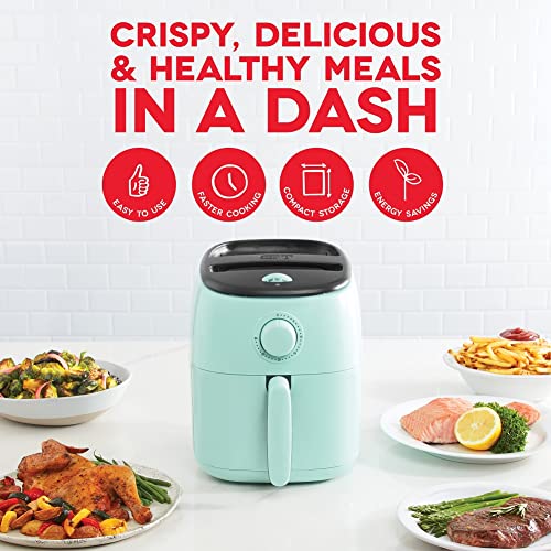 DASH Tasti-Crisp™ Electric Air Fryer Oven Cooker with Temperature Control, Non-Stick Fry Basket, Recipe Guide + Auto Shut Off Feature, 1000-Watt, 2.6Qt, Aqua