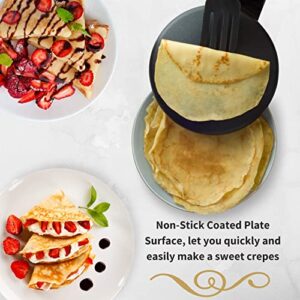 Moss & Stone Electric Crepe Maker With Auto Power Off, Portable Crepe Maker & Non-Stick Dipping Plate, ON/OFF Switch, Nonstick Coating & Automatic Temperature Control, Pan APO