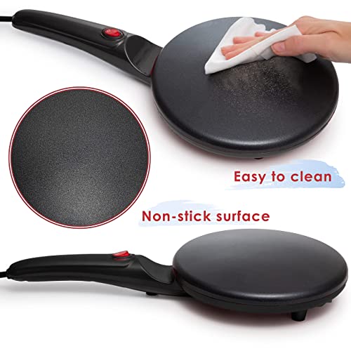 Moss & Stone Electric Crepe Maker With Auto Power Off, Portable Crepe Maker & Non-Stick Dipping Plate, ON/OFF Switch, Nonstick Coating & Automatic Temperature Control, Pan APO