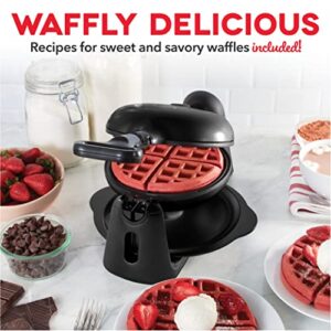 DASH Flip Belgian Waffle Maker With Non-Stick Coating for Individual 1" Thick Waffles – Black