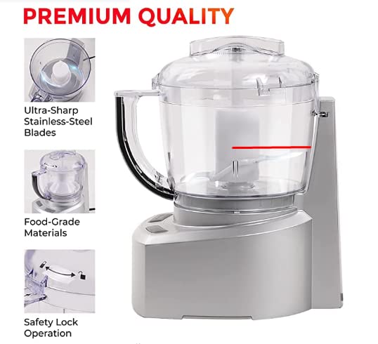 Mueller Ultra Prep Food Processor Chopper for Dicing, Grinding, Whipping and Pureeing – Food Chopper for Vegetables, Meat, Grains, Nuts and Whisk for Eggs and Cream