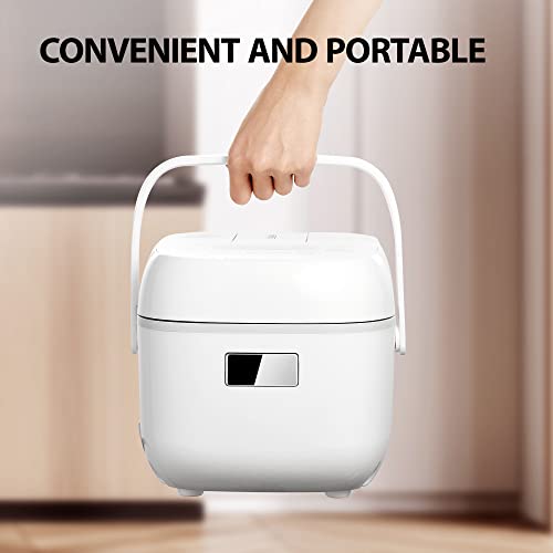 Toshiba Mini Rice Cooker, 3 Cups Uncooked Small Rice Cooker, Steamer & Warmer, With Fuzzy Logic And One-Touch Cooking, 24 Hour Delay Timer And Auto Keep Warm Feature, White