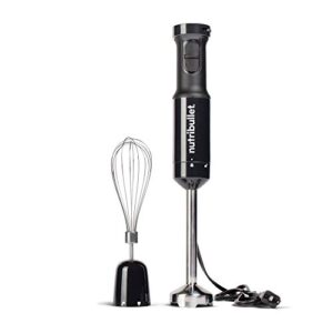 nutribullet immersion blender, handheld blender, stainless steel blending arm & whisk attachment, for smoothies, soups & dips, 350 watt, charcoal black, nbi50100