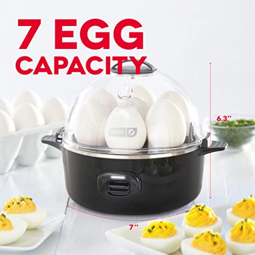 Dash Express Electric Egg Cooker, 7 Egg Capacity for Hard Boiled, Poached, Scrambled, or Omelets with Cord Storage, Auto Shut Off Feature, 360-Watt, Black