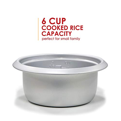 Elite Cuisine ERC-003 Electric Rice Cooker with Automatic Keep Warm Makes Soups, Stews, Grains, Hot Cereals, White, 6 Cups Cooked (3 Cups Uncooked)