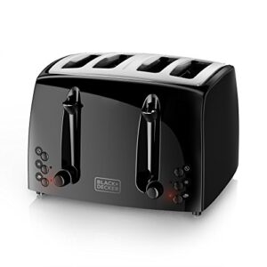 black+decker 4-slice toaster, extra-wide, black, tr1410bd