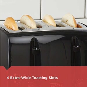 BLACK+DECKER 4-Slice Toaster, Extra-Wide, Black, TR1410BD