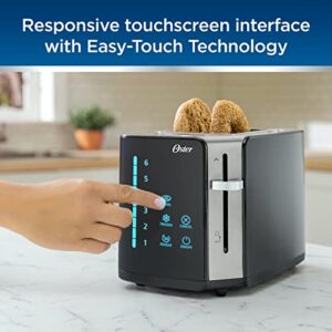 Oster 2-Slice Toaster, Touch Screen with 6 Shade Settings and Digital Timer, Black/Stainless Steel