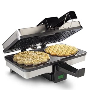 pizzelle maker – non-stick electric pizzelle baker press makes two 5-inch cookies at once- recipe guide included- easter holiday dessert treat making made easy- unique birthday or any occasion gift