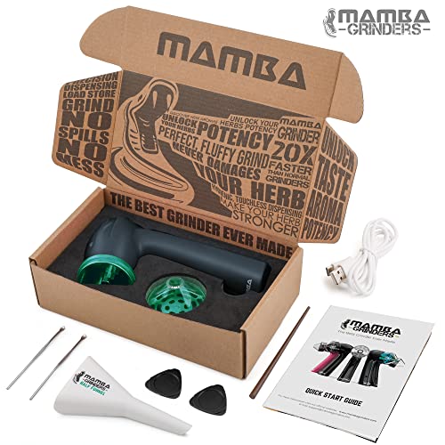 Mamba V2 1g Gray Electric Portable Herb Grinder. USB Powered Essential Kitchen Mill for Grinding