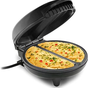 Elite Gourmet EOM205 Non-Stick Omelet, Frittata, Snack Pocket Maker, Gourmet Breakfast, Dessert Maker, 2 Individual Portions, Stainless Steel and Black