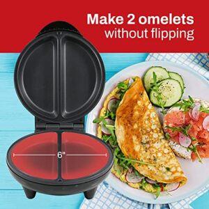 Elite Gourmet EOM205 Non-Stick Omelet, Frittata, Snack Pocket Maker, Gourmet Breakfast, Dessert Maker, 2 Individual Portions, Stainless Steel and Black