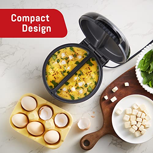 Elite Gourmet EOM205 Non-Stick Omelet, Frittata, Snack Pocket Maker, Gourmet Breakfast, Dessert Maker, 2 Individual Portions, Stainless Steel and Black