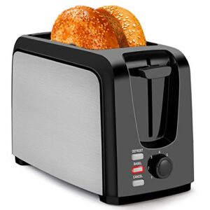 toaster 2 slice stainless steel toaster two slice toaster with removable crumb tray toaster wide slot toasters 2 slice best rated prime with 7 bread shade settings and bagel, defrost, cancel function for bread (black-2p)