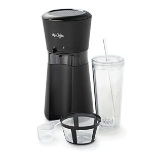 mr. coffee iced coffee maker, single serve machine with 22-ounce tumbler and reusable coffee filter, black