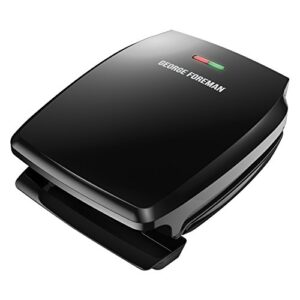 george foreman gr340fb 4-serving classic plate electric indoor grill and panini press, black