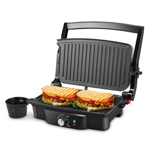 panini maker, isiler 4 slice panini press grill, sandwich maker non-stick coated plates, opens 180 degrees for panini