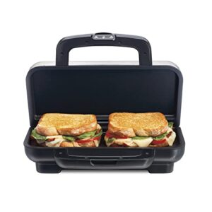 proctor silex deluxe hot sandwich maker, nonstick plates, stainless steel (25415)