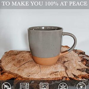 Mora Ceramic Large Latte Mug Set of 4, 16oz - Microwavable, Porcelain Coffee Cups With Big Handle - Modern, Boho, Unique Style For Any Kitchen. Microwave Safe Stoneware - Assorted Neutrals