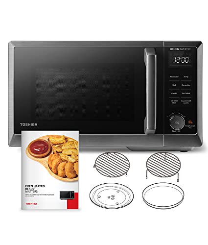 TOSHIBA 6-in-1 Inverter Microwave Oven Air Fryer Combo, Countertop Microwave, Healthy Air Fryer, Broil, Convection, Speedy Combi, Even Defrost, 11.3’’ Turntable, Eco-Mode, Sound On/Off, 27 Auto Menu