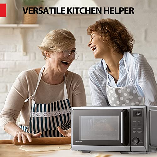 TOSHIBA 6-in-1 Inverter Microwave Oven Air Fryer Combo, Countertop Microwave, Healthy Air Fryer, Broil, Convection, Speedy Combi, Even Defrost, 11.3’’ Turntable, Eco-Mode, Sound On/Off, 27 Auto Menu