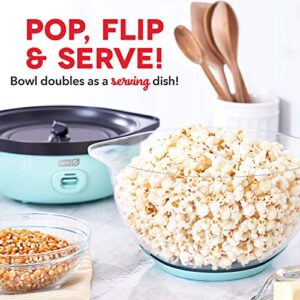 DASH SmartStore™ Deluxe Stirring Popcorn Maker, Hot Oil Electric Popcorn Machine with Large Lid for Serving Bowl and Convenient Storage, 24 Cups – Aqua