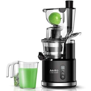 aeitto slow juicer, slow masticating juicer machine with big wide 81mm chute 900 ml juice cup, cold press juicer for nutrient fruits and vegetables, juicer machine bpa-free, easy to clean