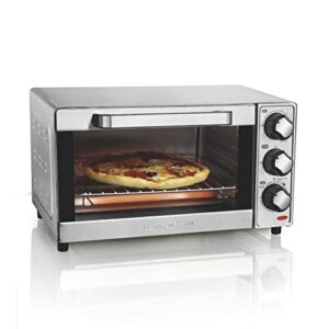 hamilton beach countertop toaster oven & pizza maker large 4-slice capacity, stainless steel (31401)